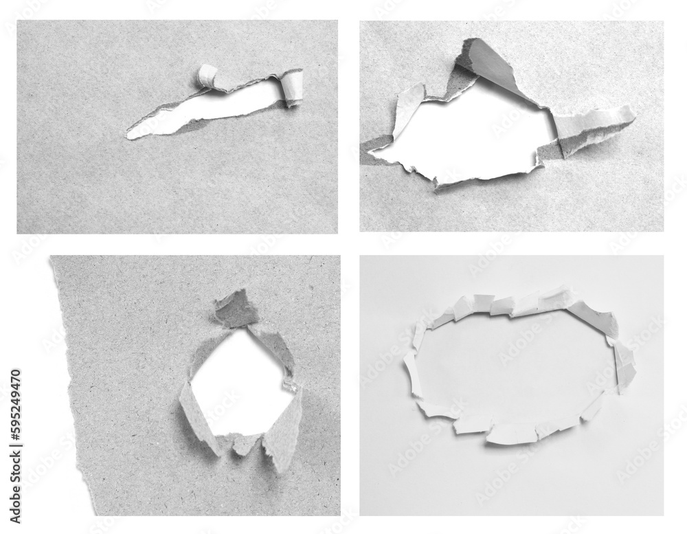 ripped paper on white background and have copy space for design in your ...