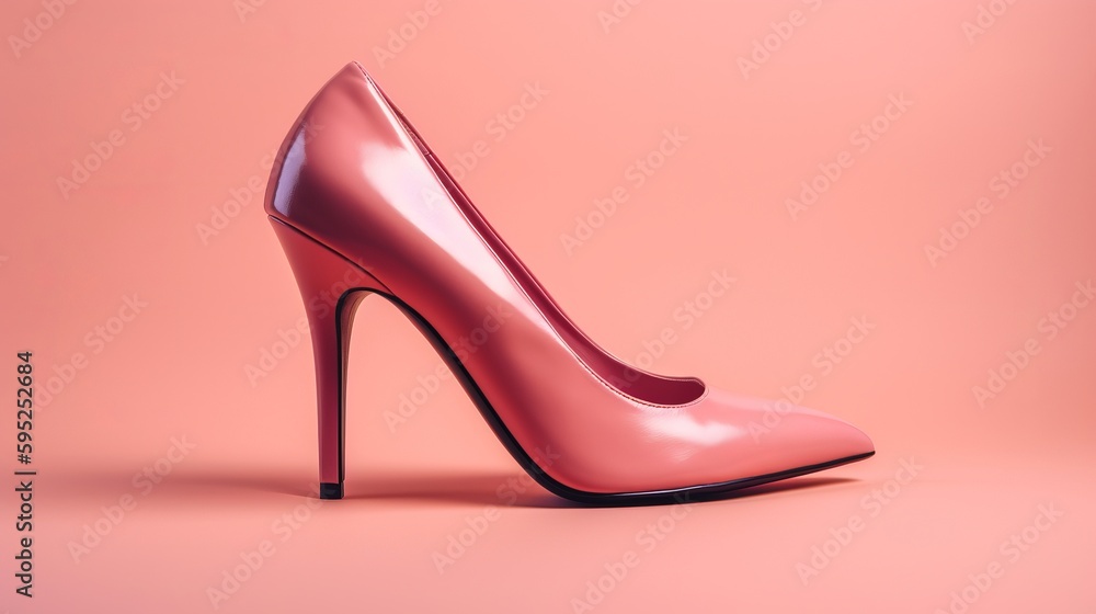 High heels in pink color. Woman shoes on pink studio background ...