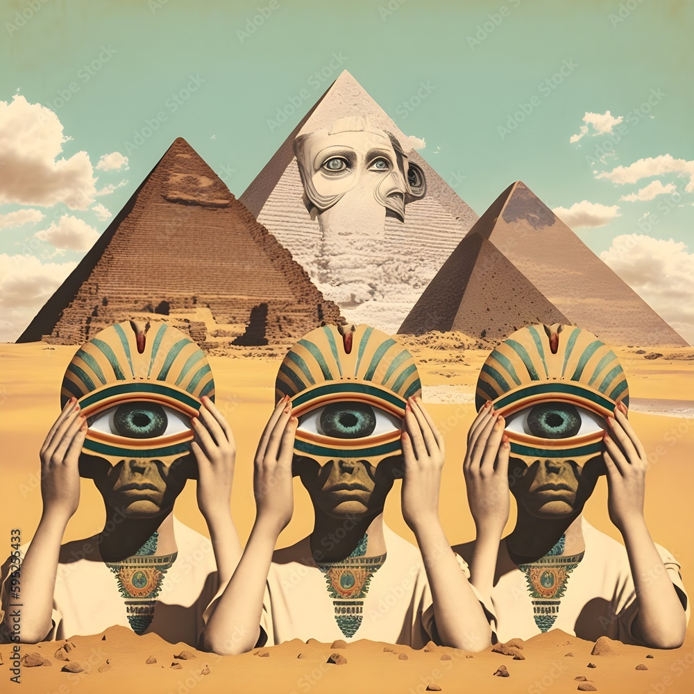 surreal collage minimalist minimal collage egyptian ancient aliens ...