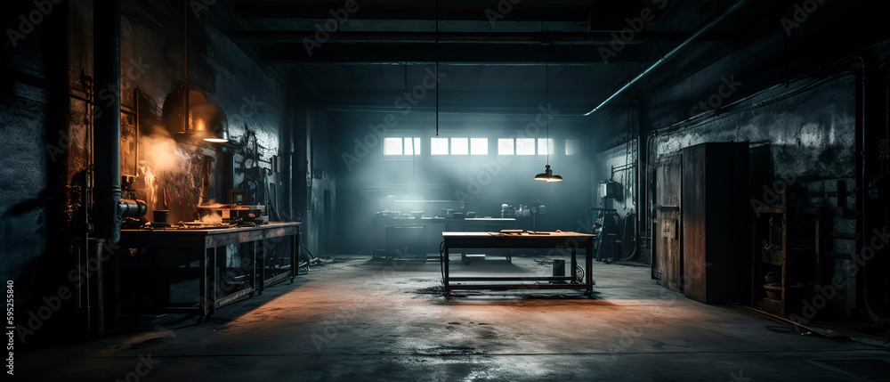 Old industrial backdrop with small light sources, rusticcore. Stock ...