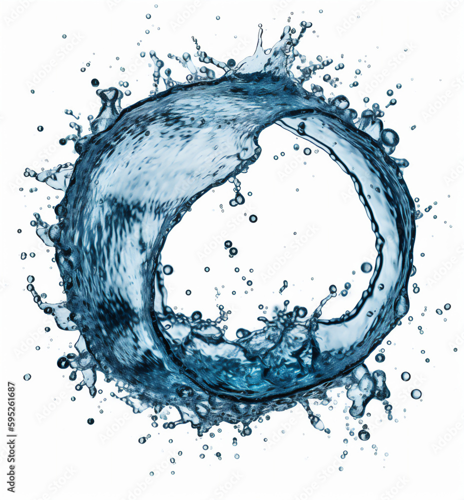 water splashing in a circle on a white background, in the style of ...