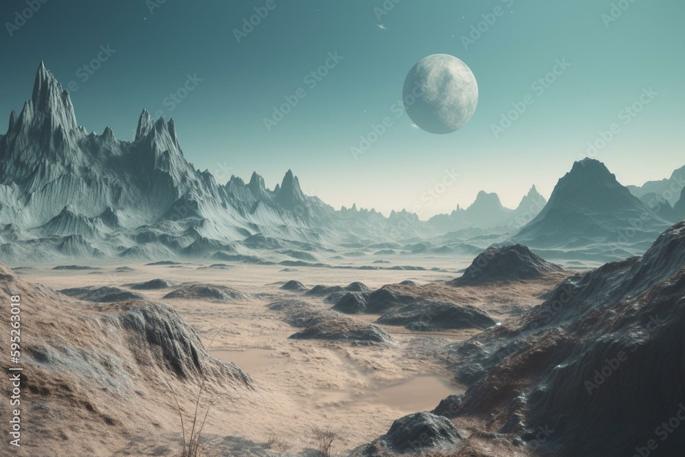 Minimalist alien world image with limited color palette and subtle ...