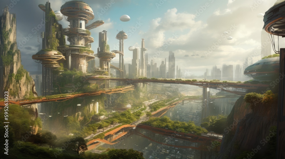 Imaginative Depiction of a Futuristic Zero-Carbon World, Showcasing ...