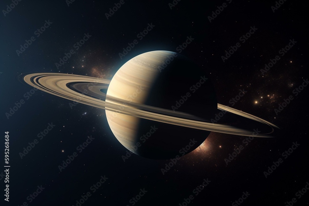 3D rendering of Saturn planet with rings in the universe, isolated on ...