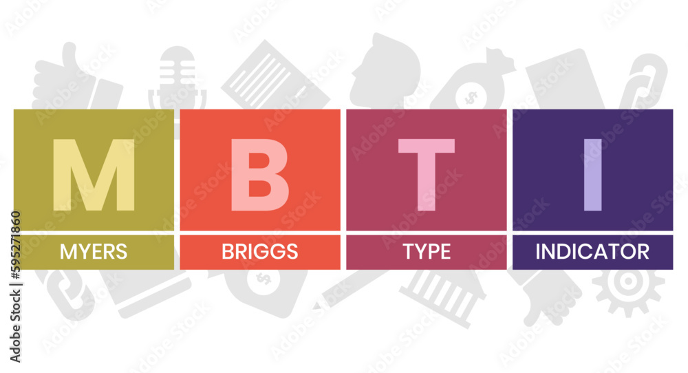 mbti - myers briggs type indicator acronym. business concept background ...