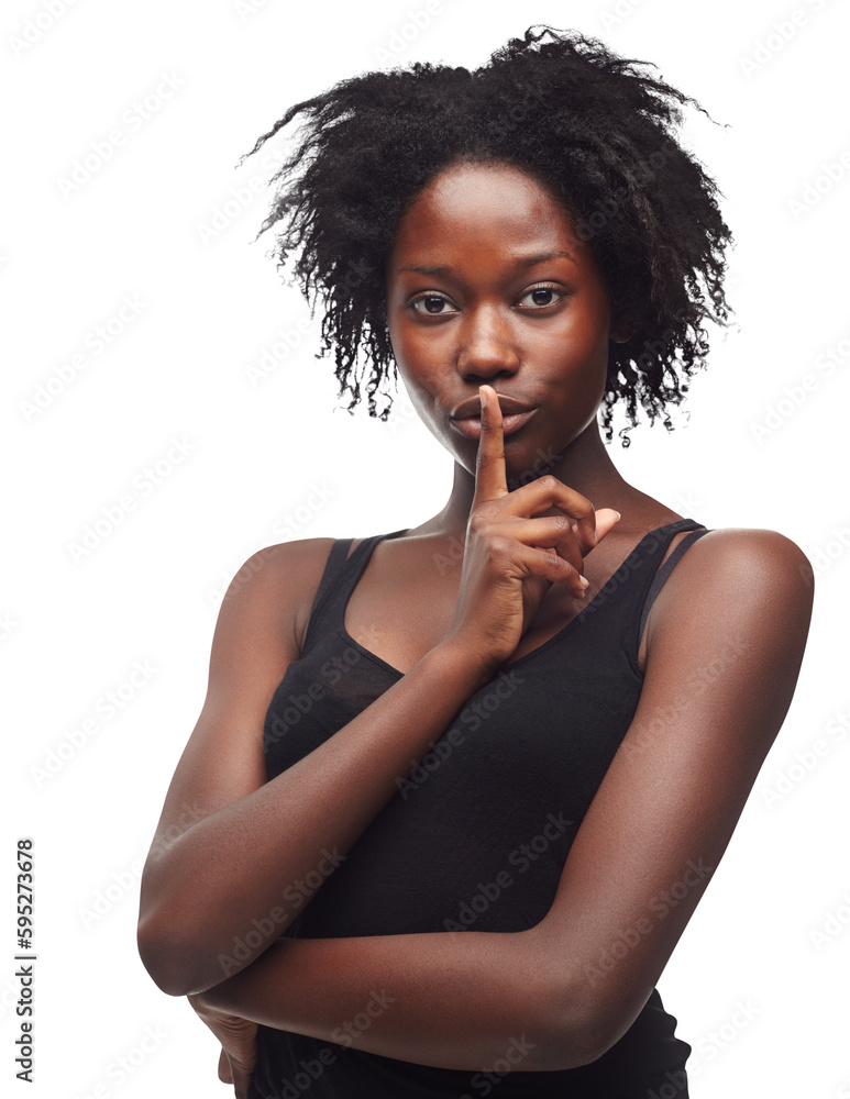 Beauty secret, face portrait and black woman with emoji finger gesture ...