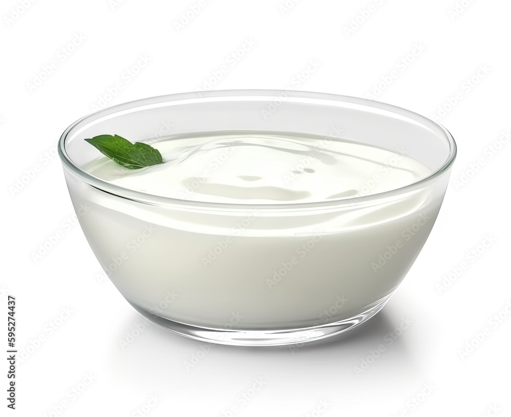 sour cream with onion in bowl, isolated on white background, clipping ...