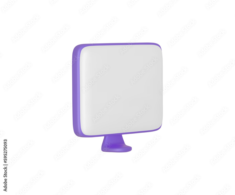minimalistic desktop purple computer mockup. White background, website ...