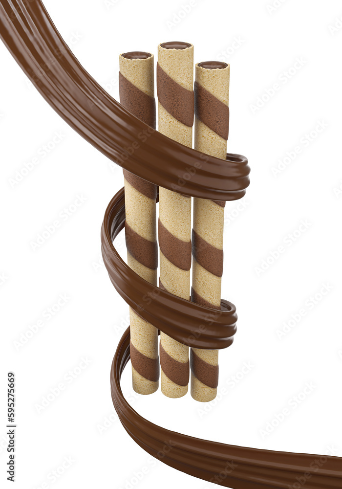 chocolate filled in a crispy wafer roll, Chocolate waffle sticks with ...