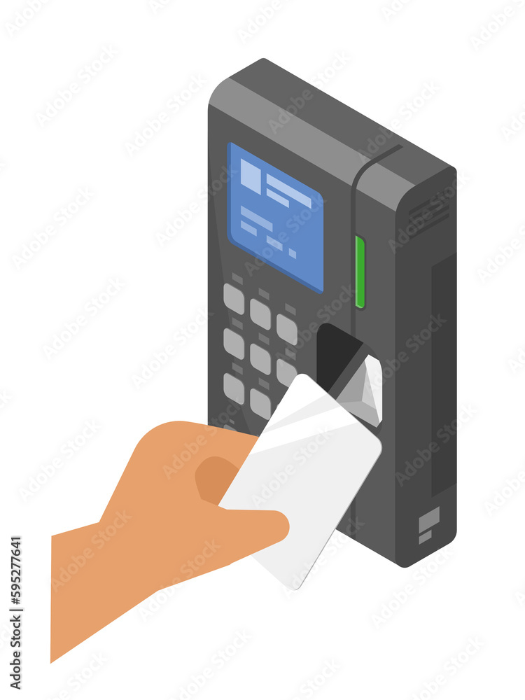 Clocking machine time recorder employee working Punch clock card reader ...