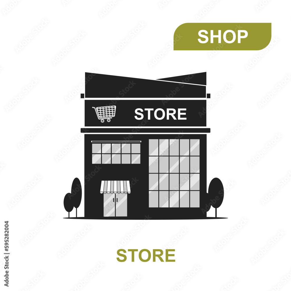 Illustration of a store. Vector icon on transparent background. Flat ...