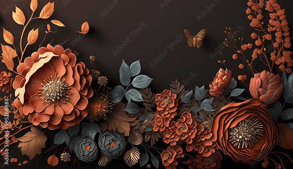 Beautiful rust color flower leaves floral design AI Generated Stock ...