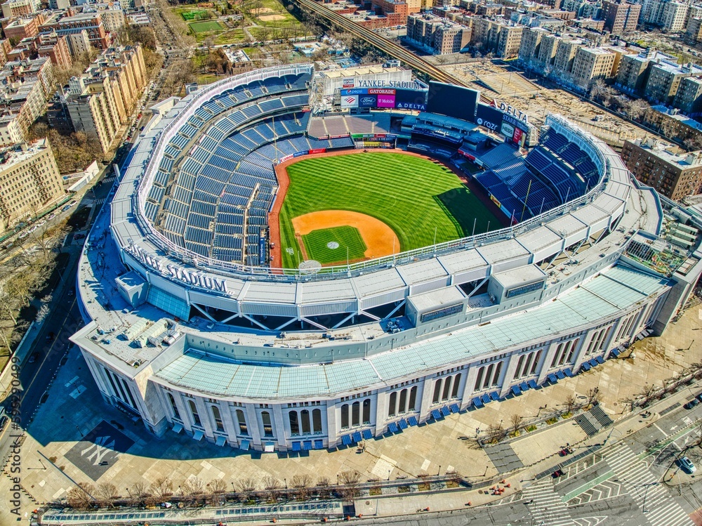 Aerial view of iconic Yankee Stadium in Bronx, New York City, US Stock ...