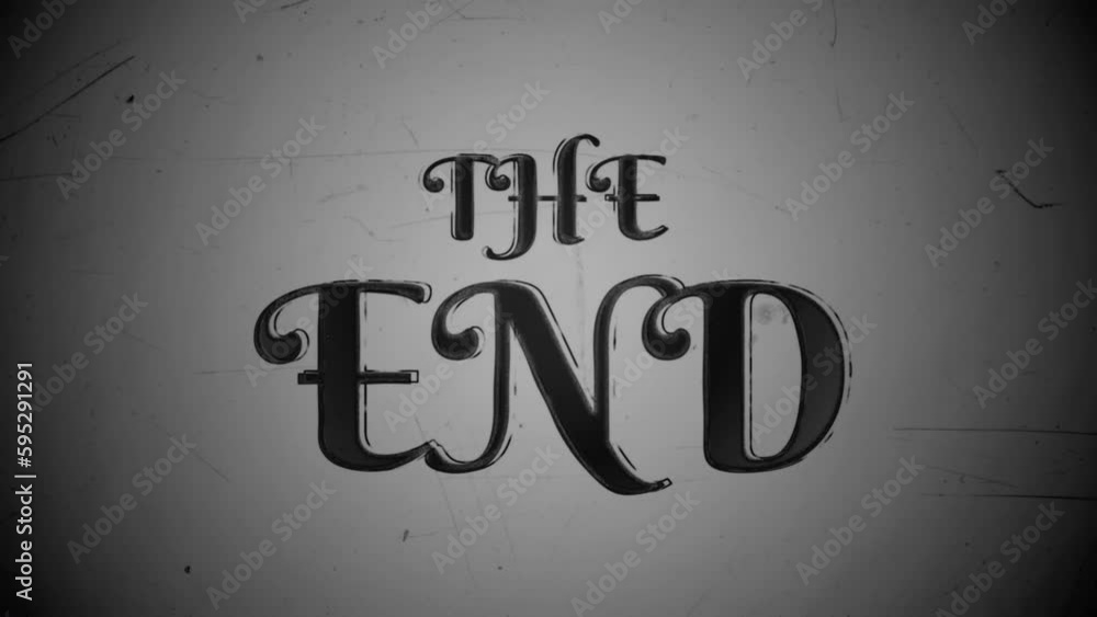 Retro text animation - The End. A re-created film frame from the silent ...