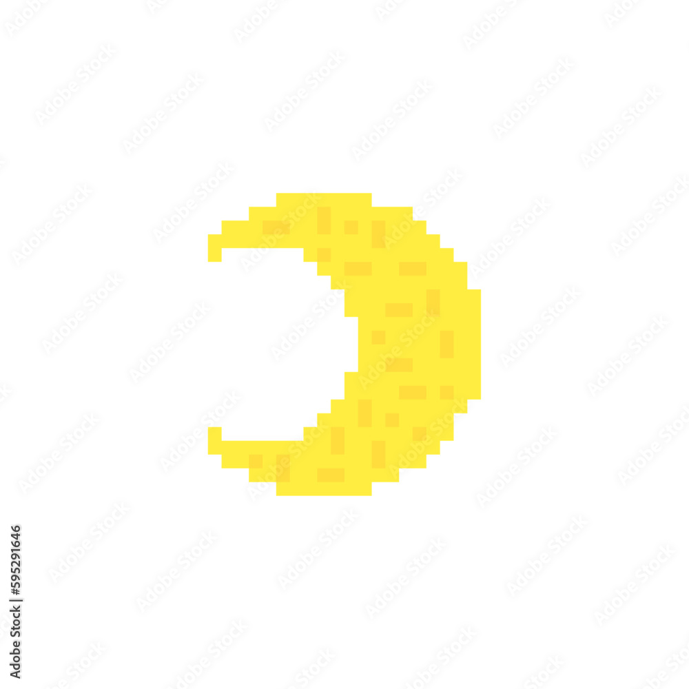 Moon pixel art isolated. 8 bit pixelated Vector illustration Stock ...