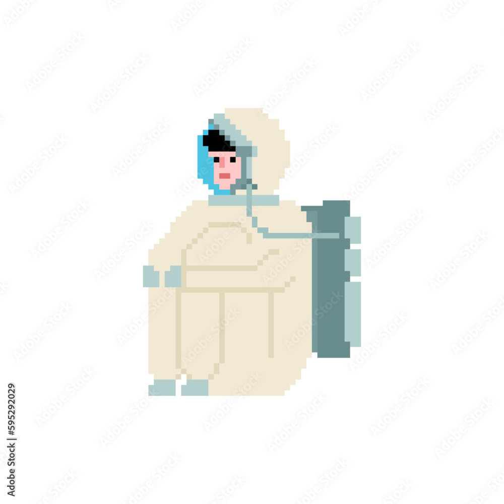 Astronaut sitting pixel art. 8 bit Spaceman pixelated. Vector ...