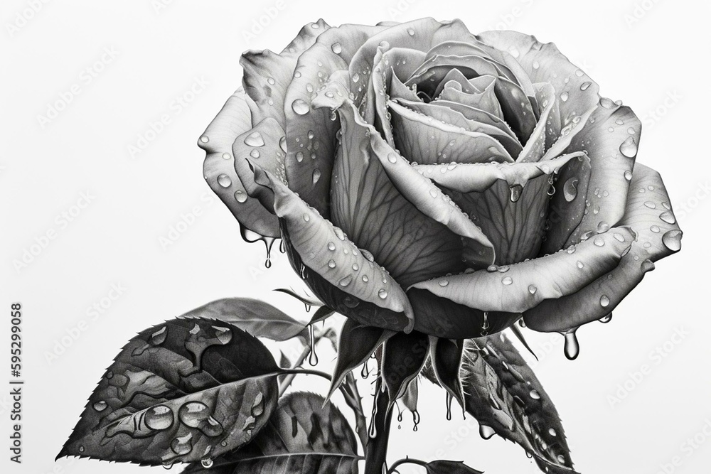 Sketch of a droopy rose with transparent background. Generative AI ...