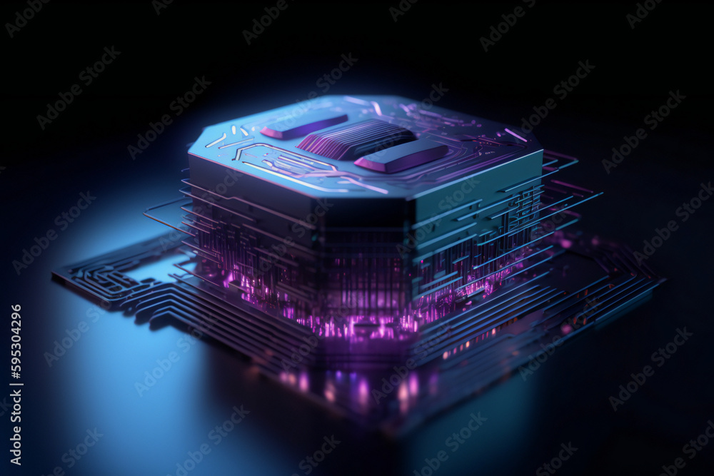 A stunning realistic 3D modeling of an AI computer processor captures ...
