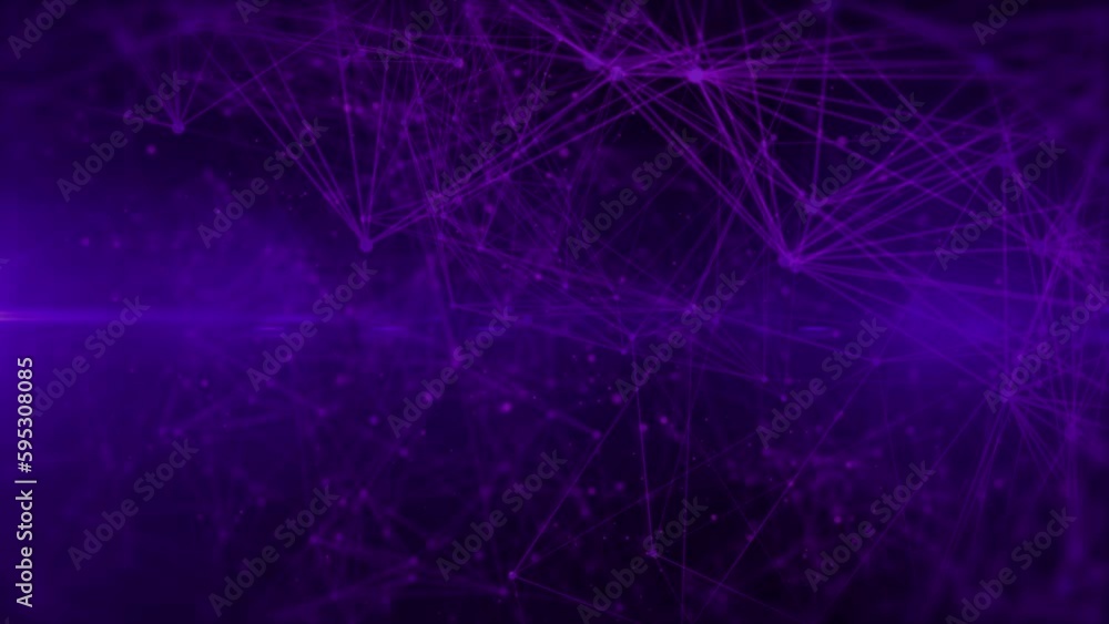 Technology digital purple low poly connection flowing wave with glow ...