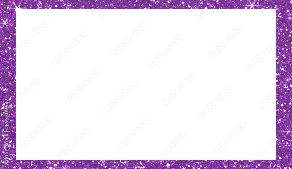 Purple frame glitter on transparent background. Rectangle element ...
