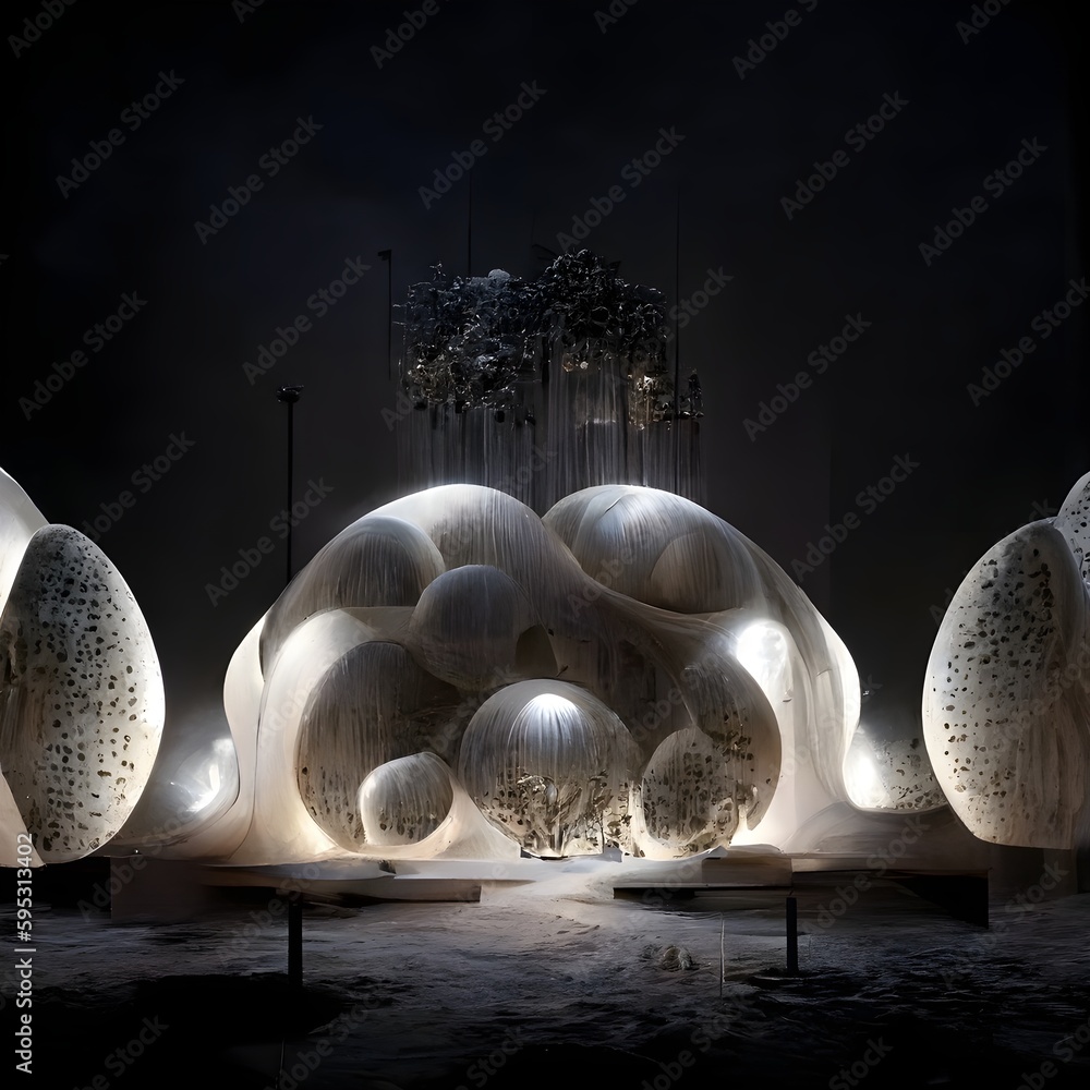 parametric volumetric lighting architecture pearls facadegenerative design arch big organic ...