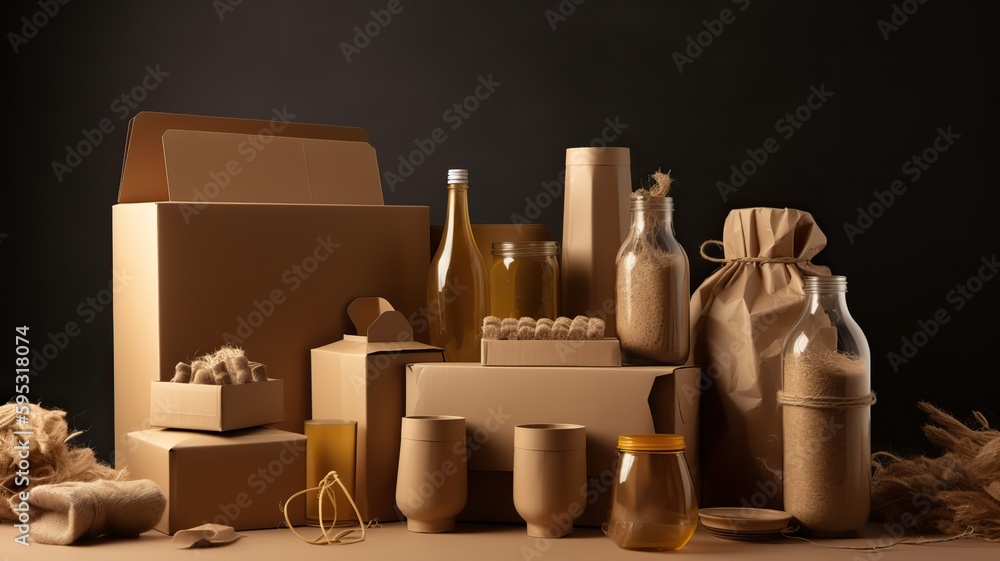 AI Generative. AI Generated. Background of set organic eco recycle ...