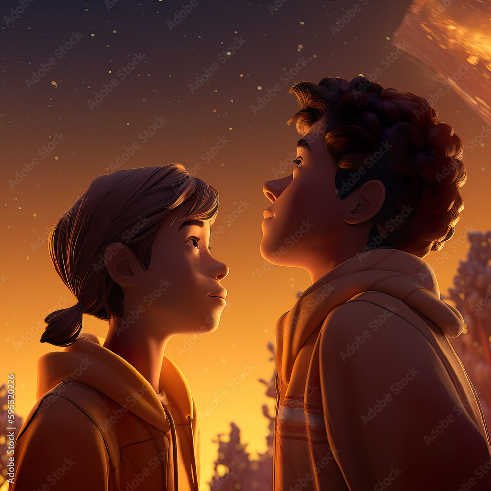 "Animated Film Poster": Romantic detailed illustration with atmospheric ...