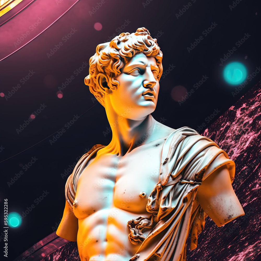 Une sculpture en marbre, statue d'une personne stoïcienne grecque ou ...