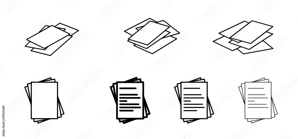 Writing paper. Cartoon empty A4 or A3 copy paper, stacked paper. Flat ...