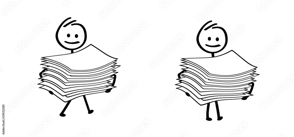 Writing paper. Cartoon empty A4 or A3 copy paper, stacked paper. Flat ...