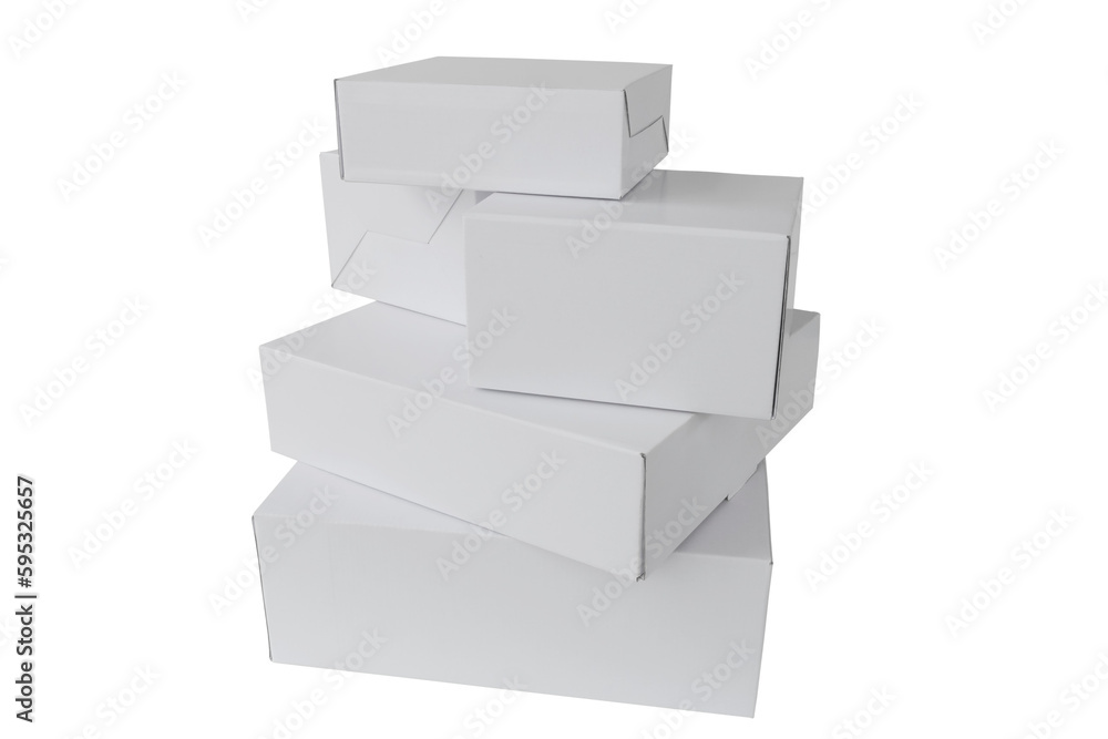 cardboard boxes, stack of closed white boxes, cut out Stock Photo ...