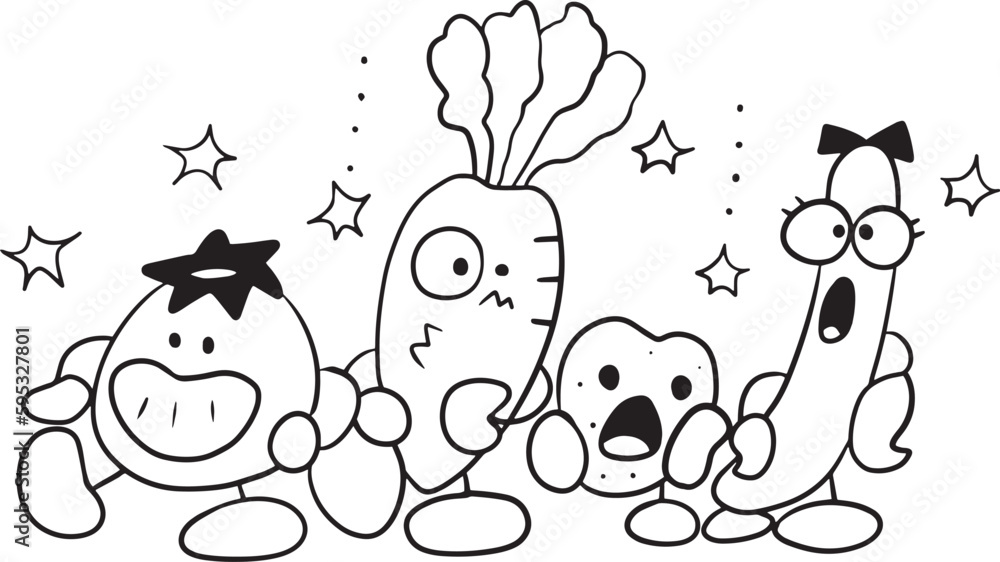 vegetables cartoon doodle kawaii anime coloring page cute illustration ...