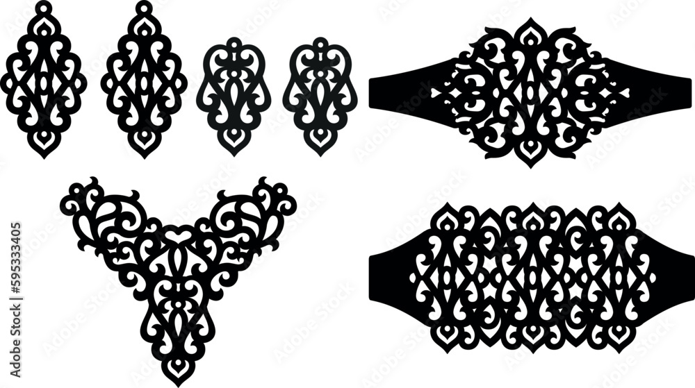 Earrings, Bracelets, Necklace SVG Cutting Files. Jewelry Template Set ...