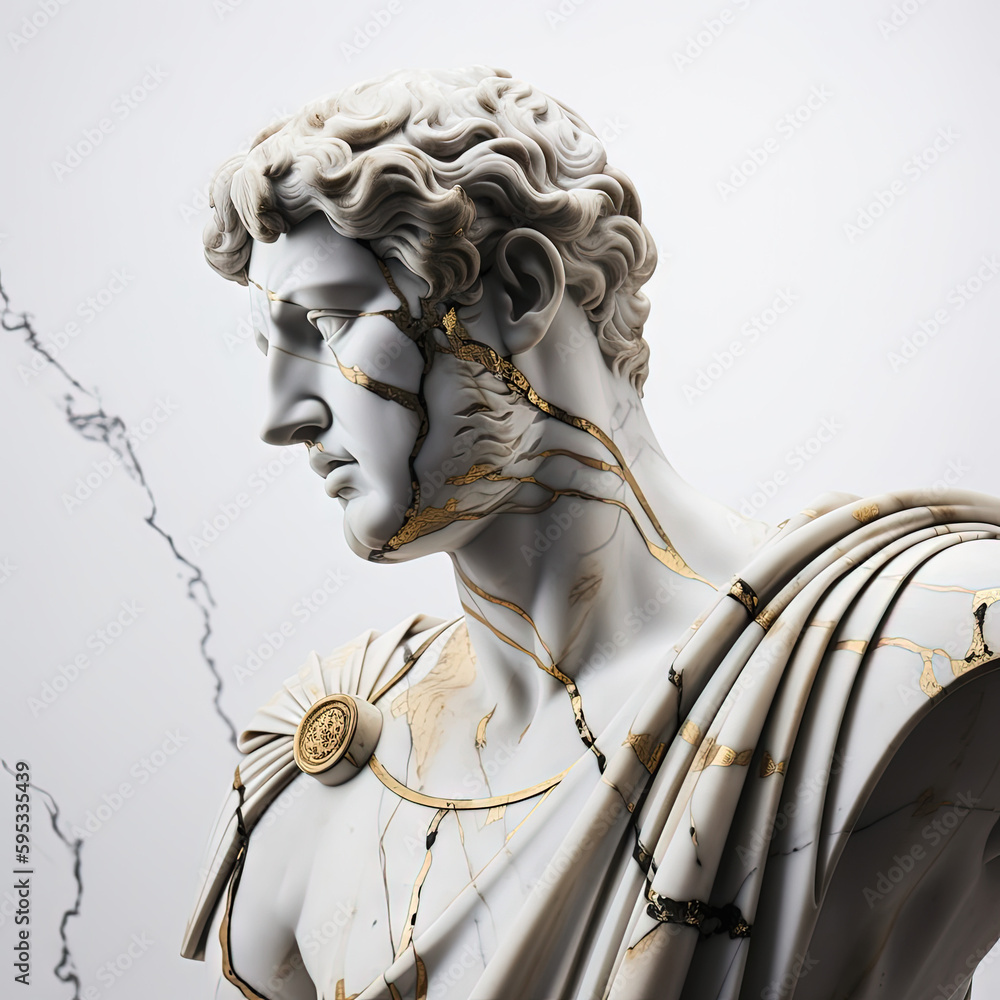 Une sculpture en marbre, statue d'une personne stoïcienne grecque ou ...