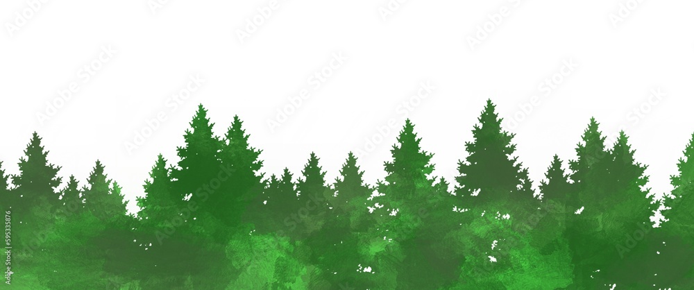 green trees and ferns isolated on white and transparent background clip ...