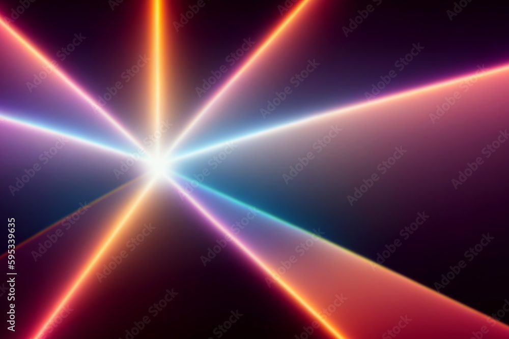 Neon lights retro cyberpunk lasers and light overlays isolated on black ...