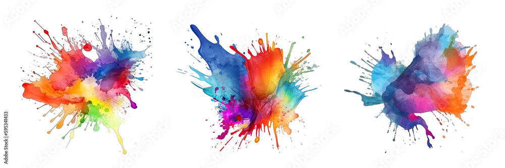 Colorful watercolor stain splash on transparent background Stock ...