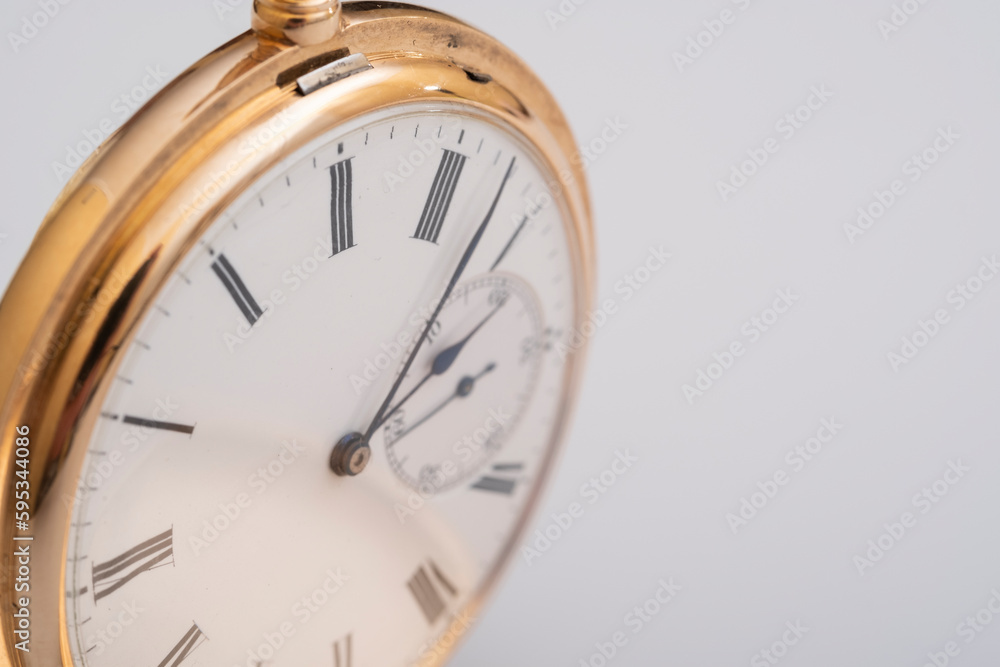 vintage gold pocket watch longines isolated on white background, pocket ...