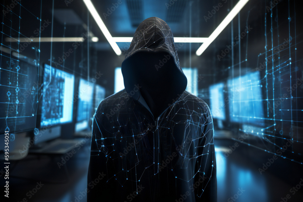 Faceless hacker in the matrix: advanced cybersecurity for identifying ...