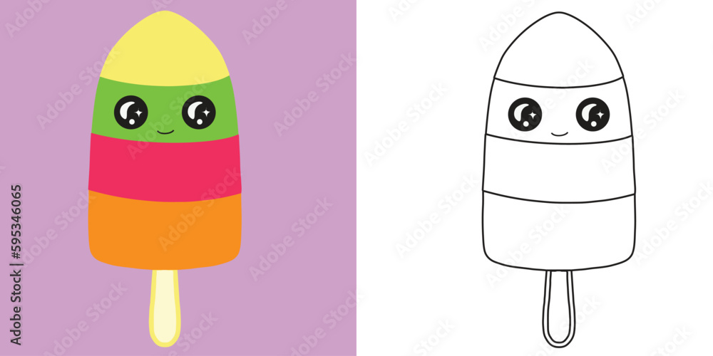 Coloring page fruity ice cream lolipop. Coloring book for children ...