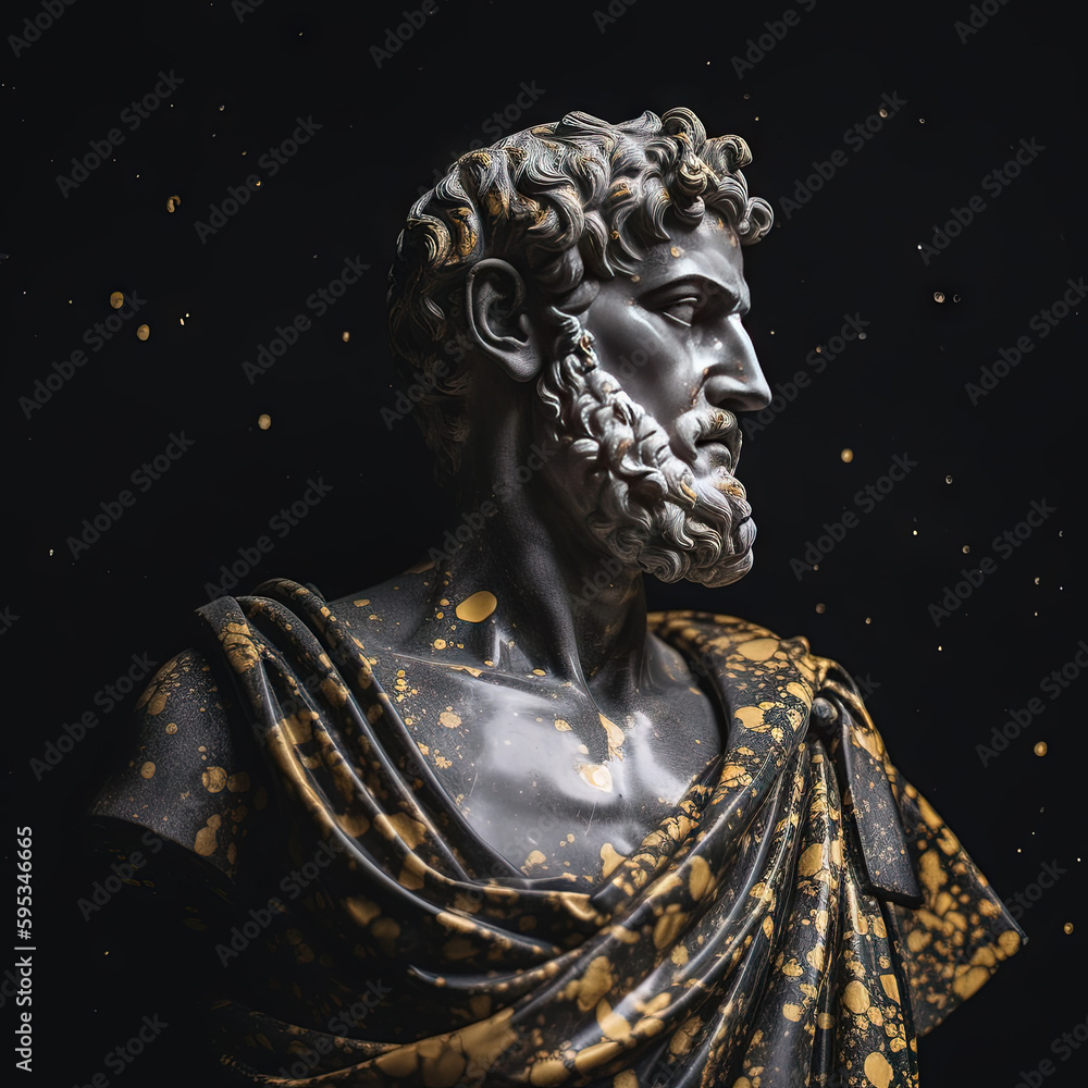 Une sculpture en marbre, statue d'une personne stoïcienne grecque ou ...