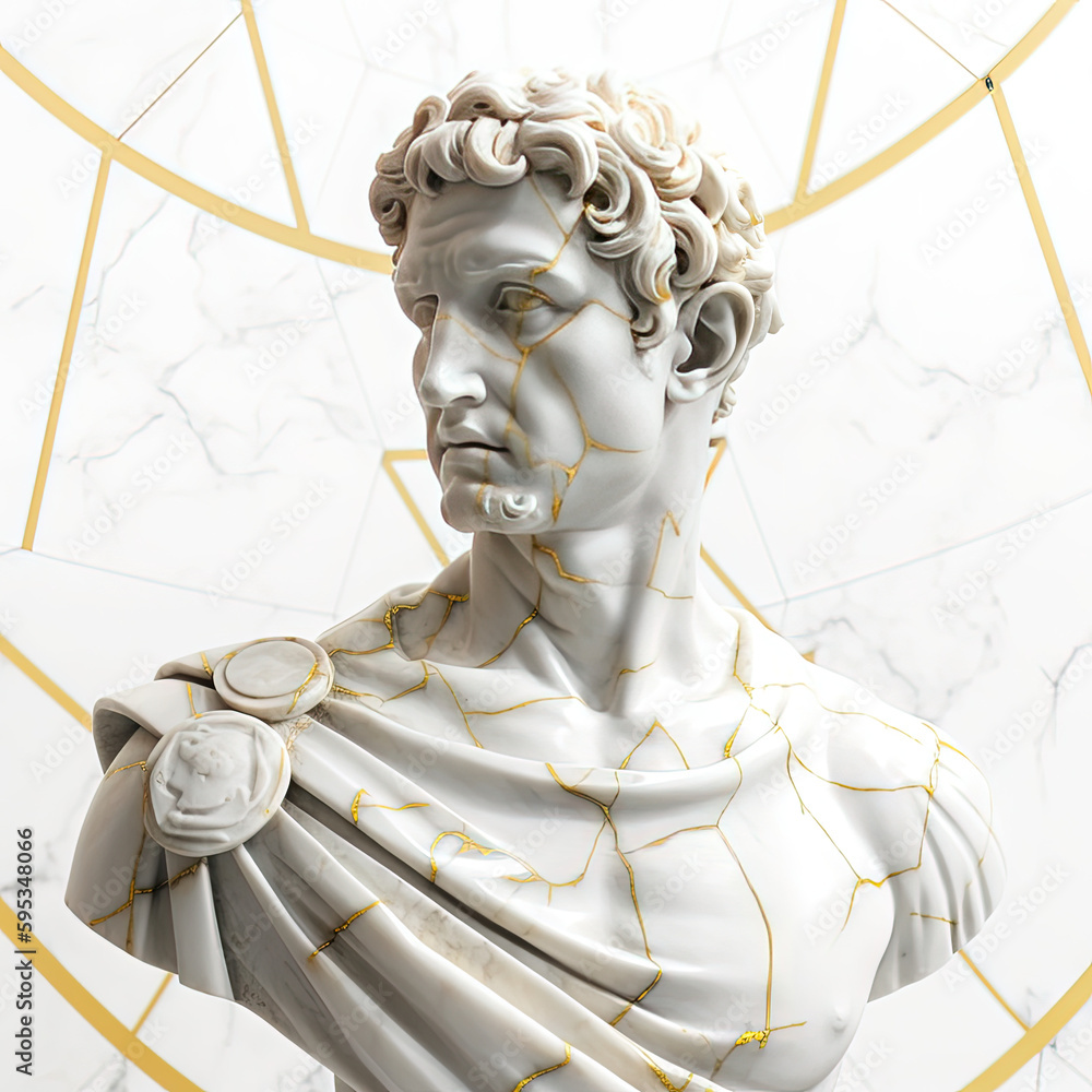 Une sculpture en marbre, statue d'une personne stoïcienne grecque ou ...