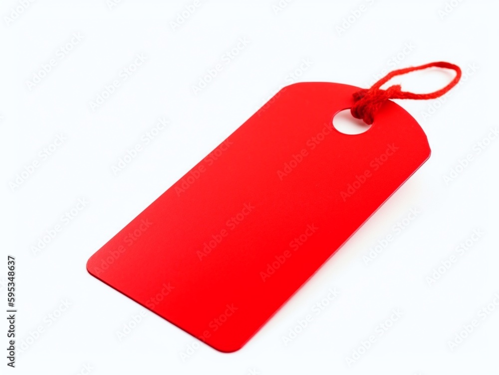 Blank red price tag with string isolated on white background, Stock ...
