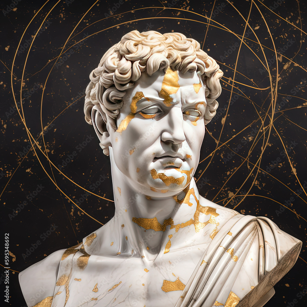 Une sculpture en marbre, statue d'une personne stoïcienne grecque ou ...