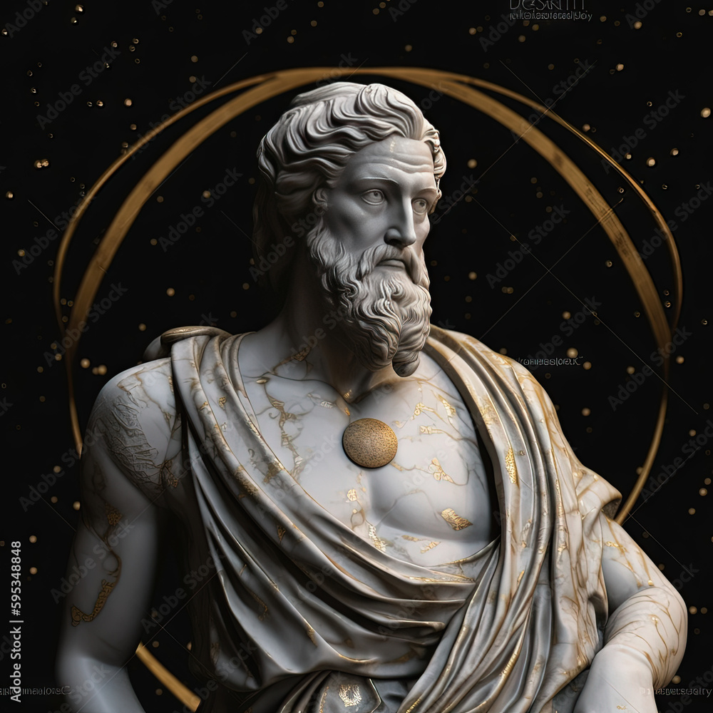 Une sculpture en marbre, statue d'une personne stoïcienne grecque ou ...