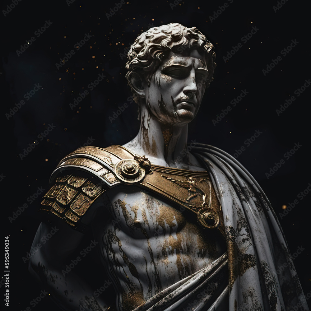 Une sculpture en marbre, statue d'une personne stoïcienne grecque ou ...