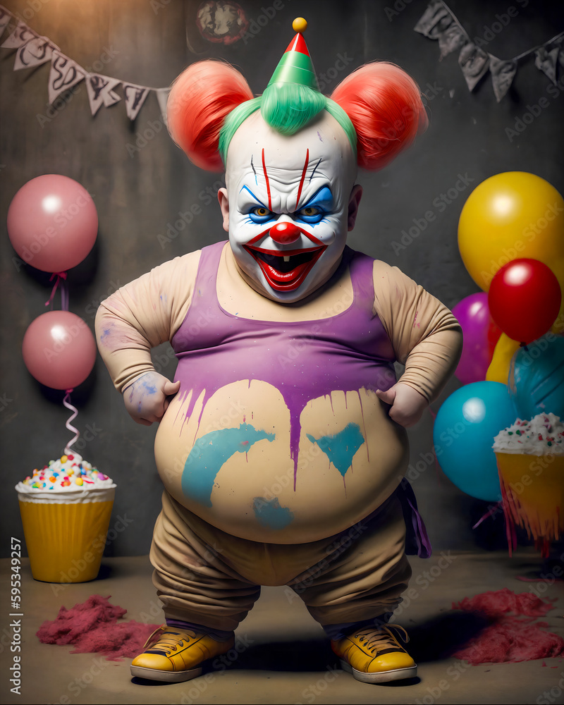 Sinister Fat Clown Entertainer at a Kid's Party, Disturbing and ...