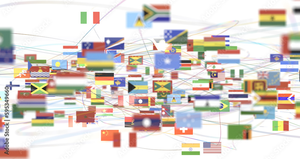 World map with all states and their flags,3d render Stock Illustration ...