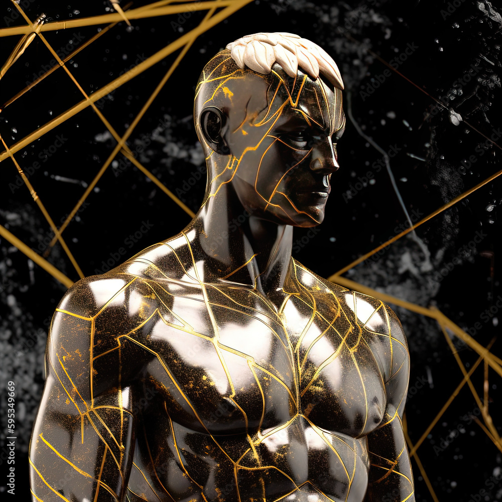 Une sculpture en marbre, statue d'une personne stoïcienne grecque ou ...