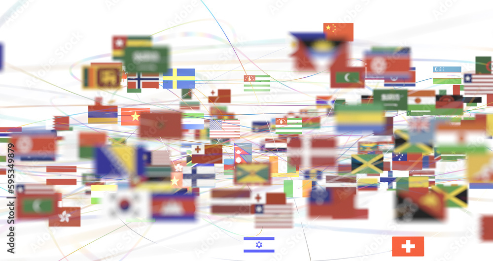 World map with all states and their flags,3d render ilustração do Stock ...